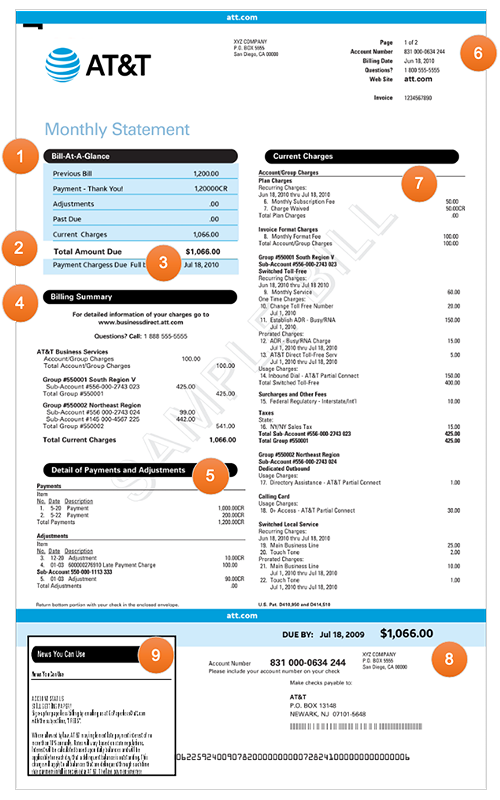 New Bill U S Business Customers Standard Invoice